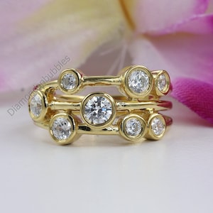 Cluster Round Diamond Ring, Bubble Style Ring, Bezel Set Diamond Ring ...