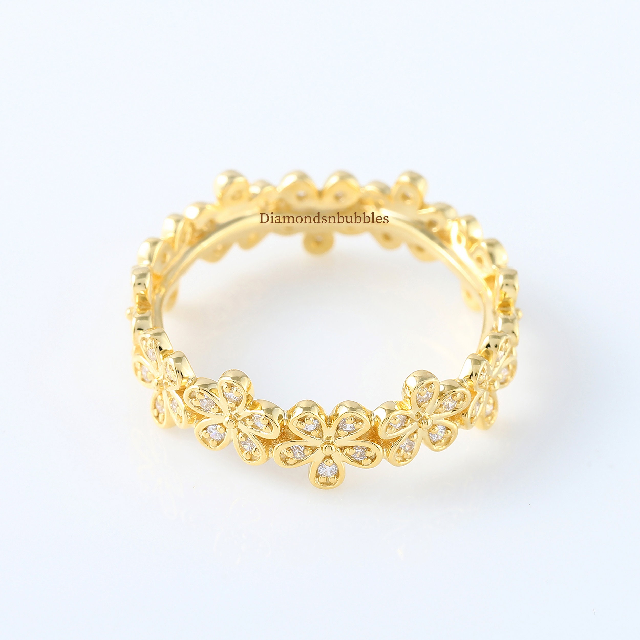 Daisy Flower Inspired Full Eternity Band Round Cut Diamond - Etsy