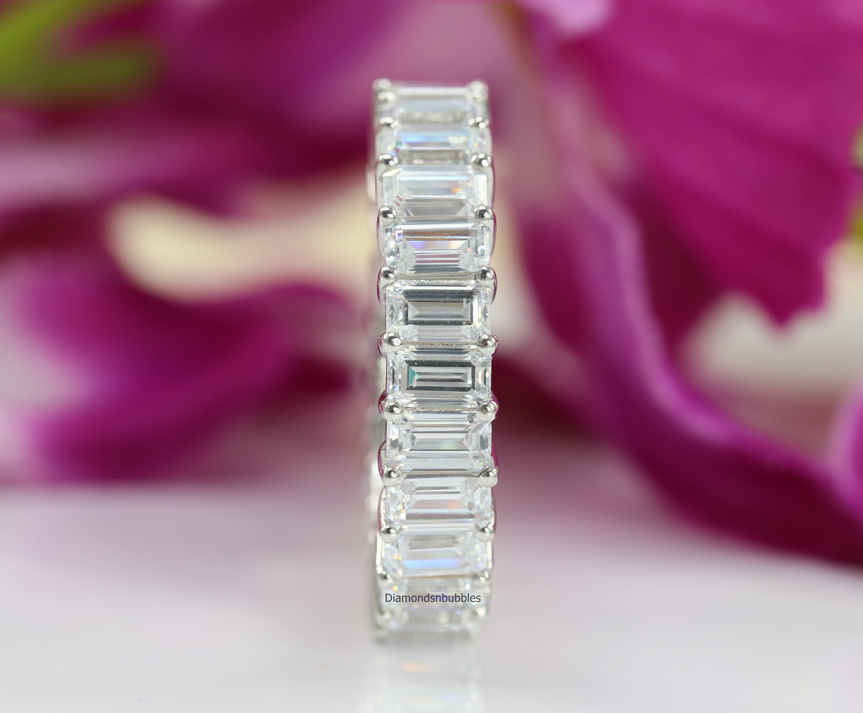 Emerald Cut Full Eternity Band Emerald Eternity Ring 14K - Etsy