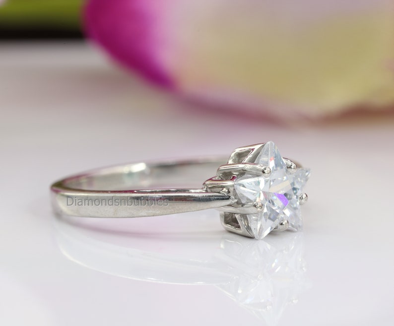 Fancy Star Cut Diamond Solitaire Ring Daily Wear Delicate - Etsy