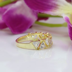 Trillion Cut Diamond Half Eternity Band, Trillion Cut Engagement Ring ...