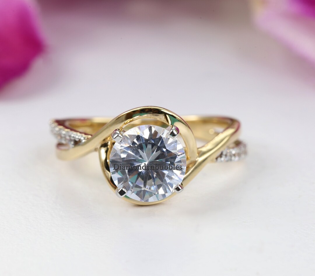 Bypass Diamond Ring, Swirl Diamond Ring, Twisted Ring, Solitaire Ring ...
