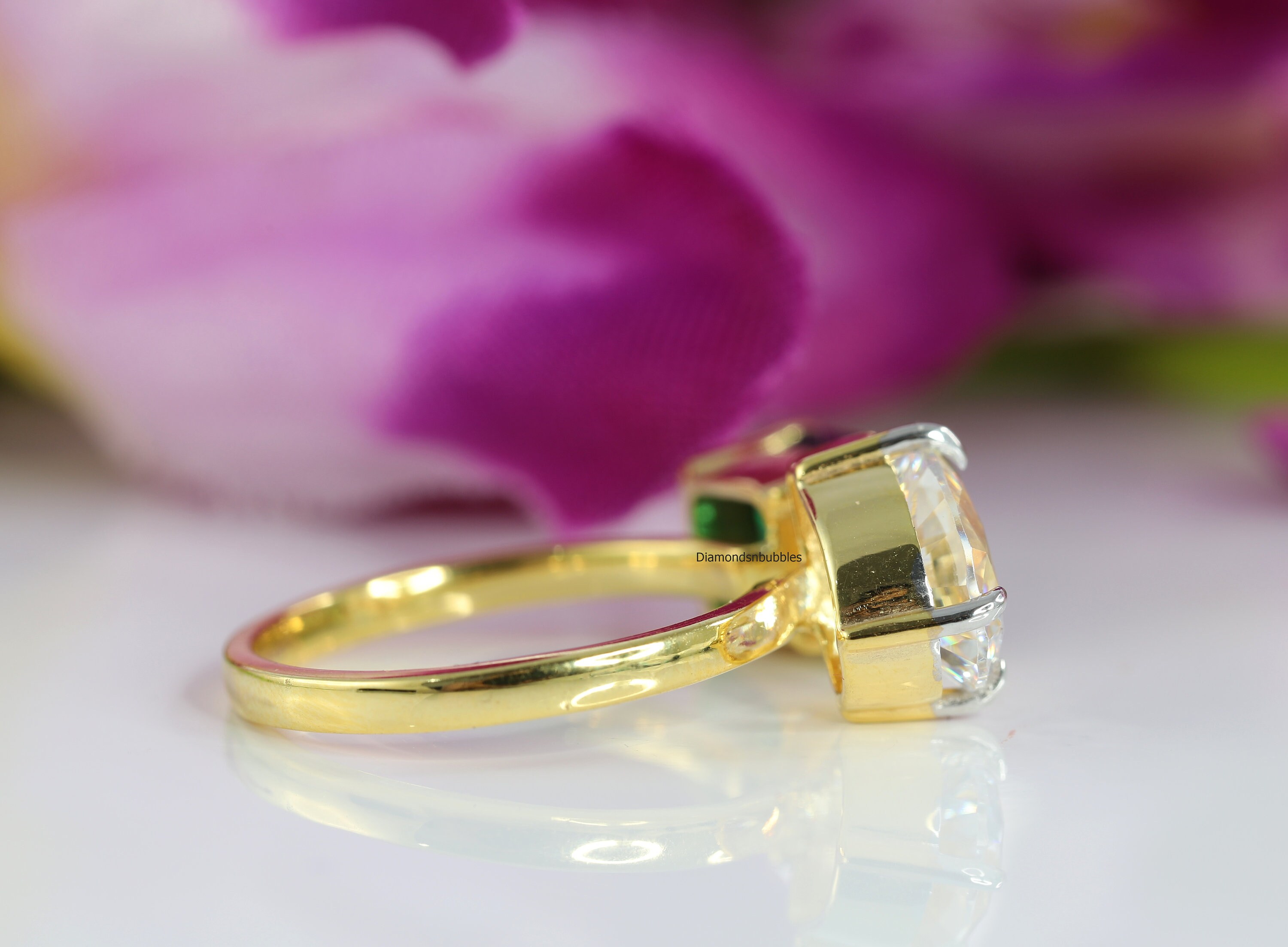 Emerald and Pear Diamond Open Engagement Ring Emerald Cuff | Etsy