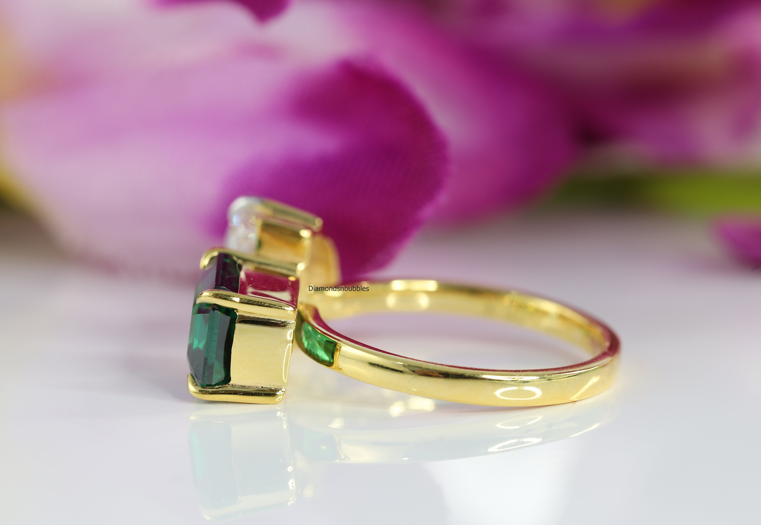 Emerald and Pear Diamond Open Engagement Ring Emerald Cuff | Etsy