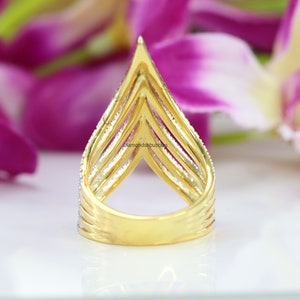 Five Row Deep V Shape Band, Round Diamond Engagement Wedding Ring ...