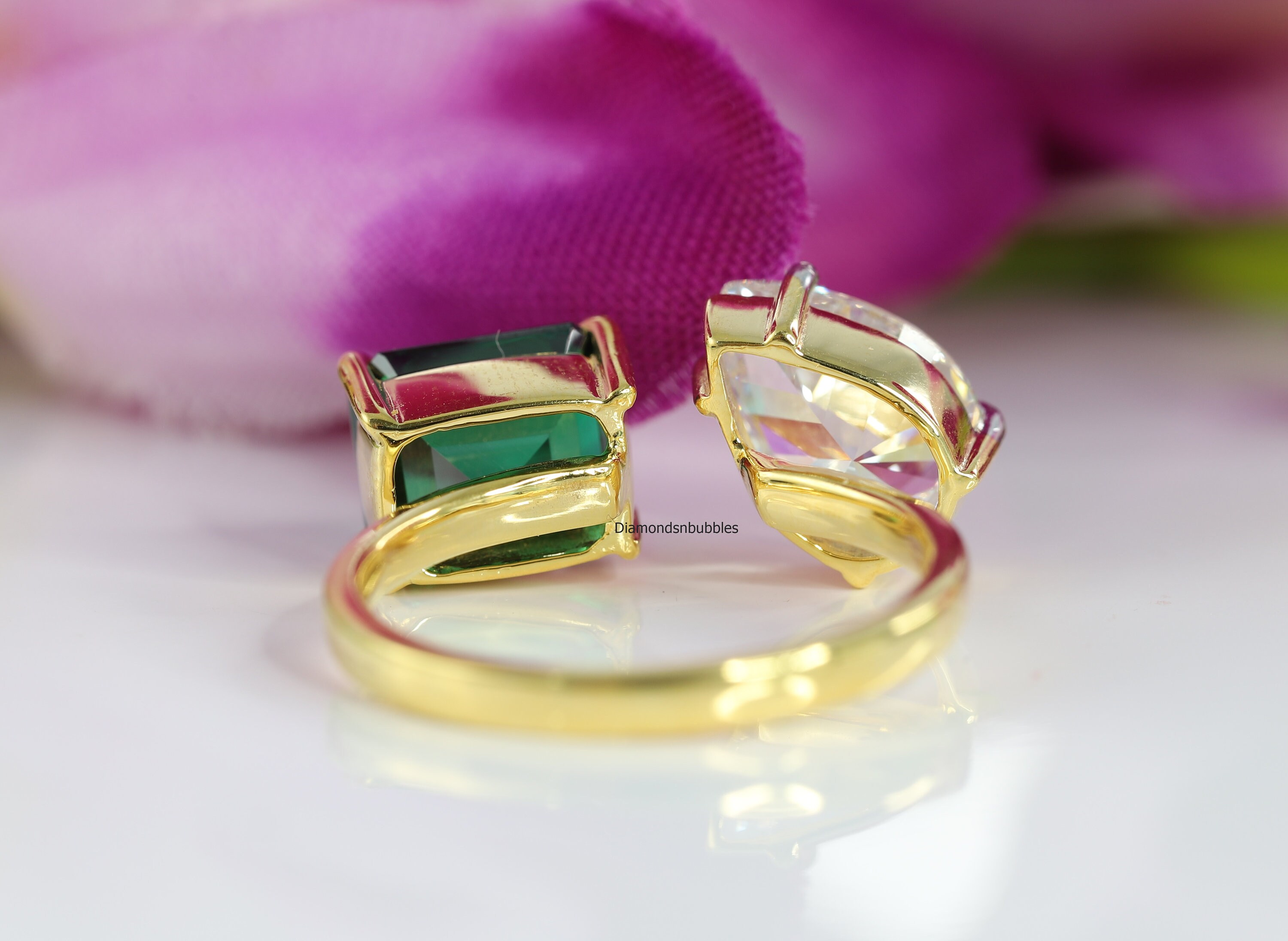 Emerald and Pear Diamond Open Engagement Ring Emerald Cuff | Etsy