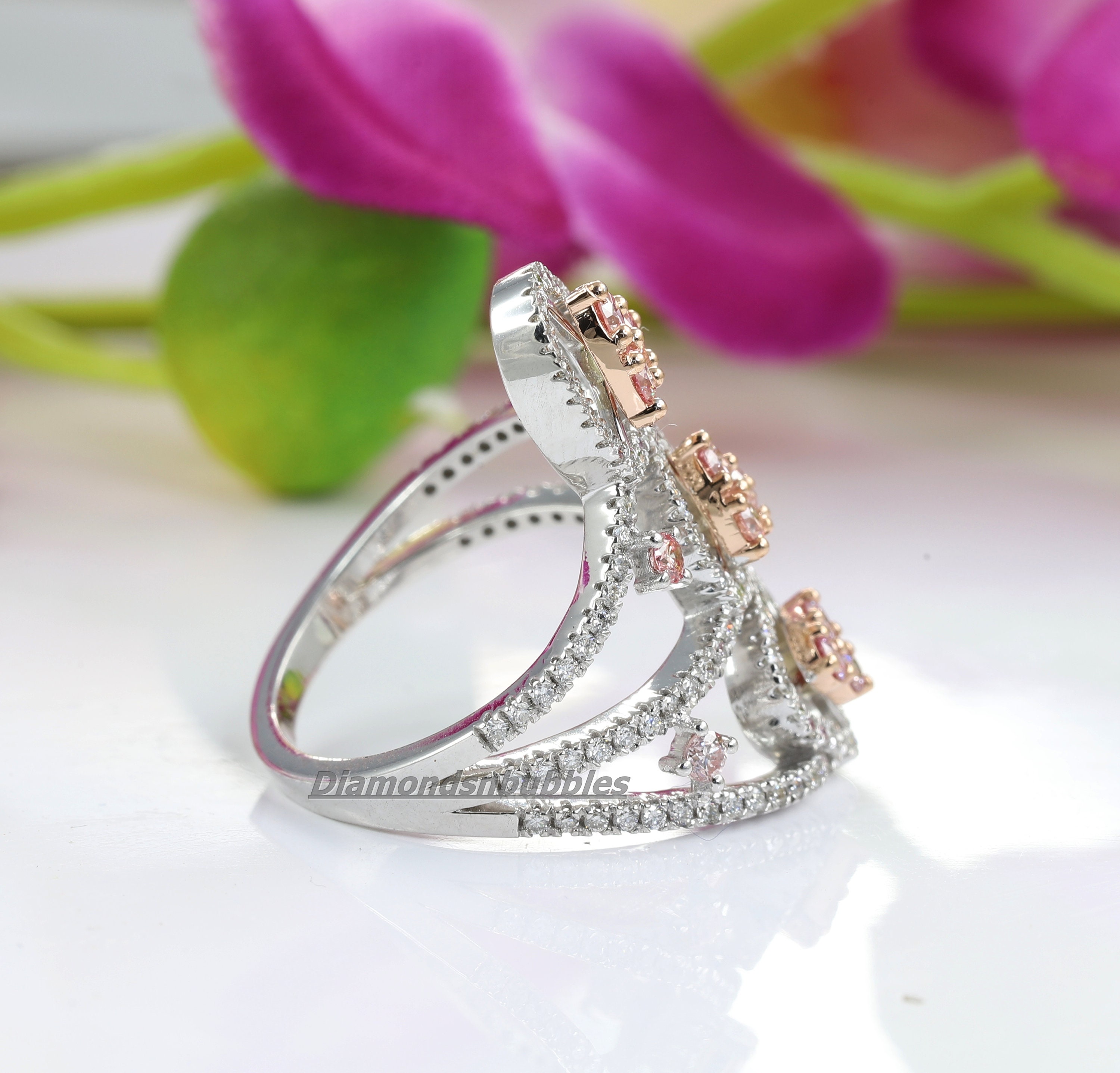 Pink Diamond Engagement Ring Cocktail Ring Women's - Etsy