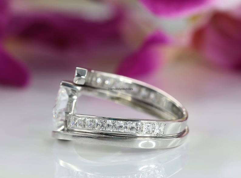 Bypass Wedding Bridal Ring Set Solitaire Bypass Engagement - Etsy