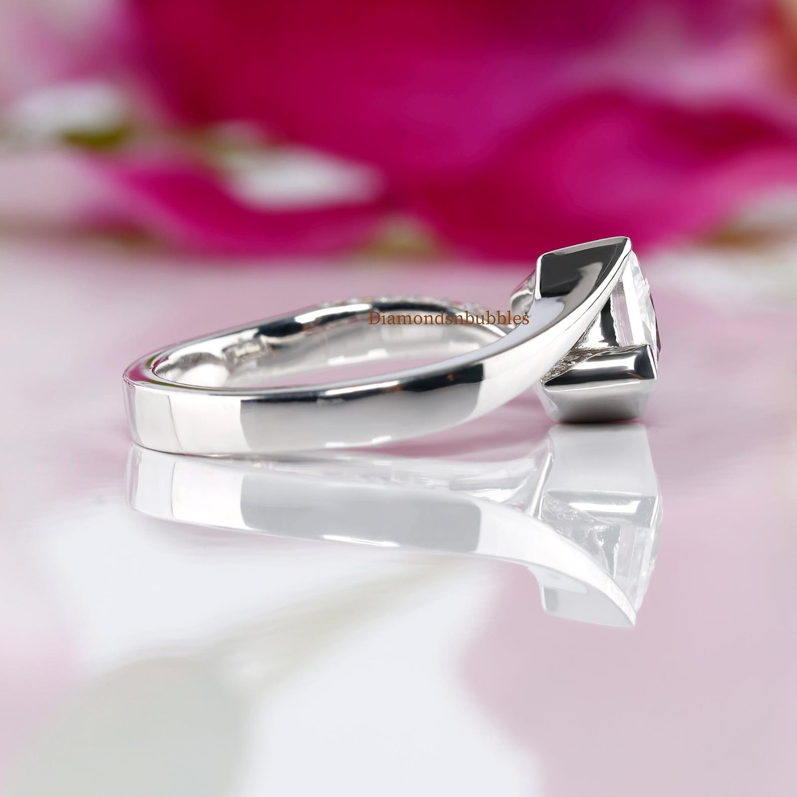 Princess Tension Set Ring, Princess Swirl Bypass Diamond Ring, 1.25 CT ...
