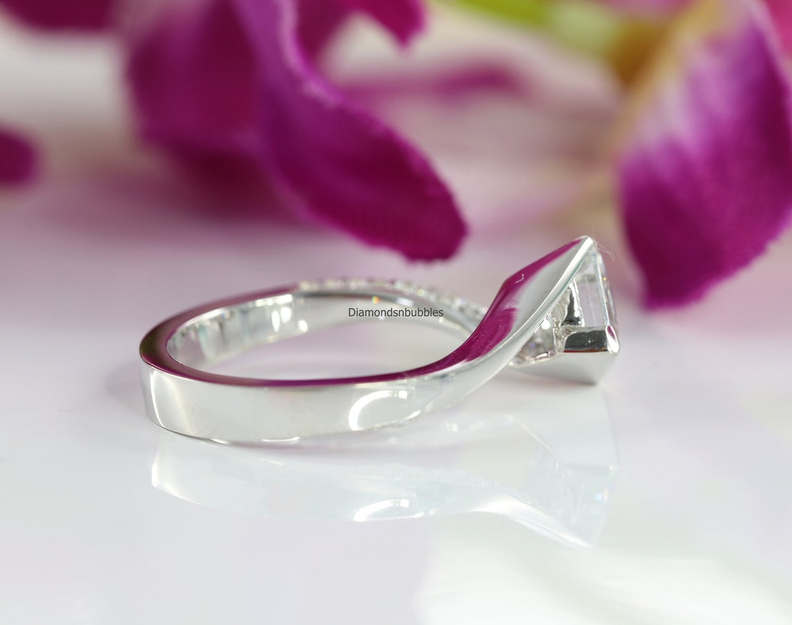 Princess Tension Set Ring Princess Swirl Bypass Diamond Ring - Etsy