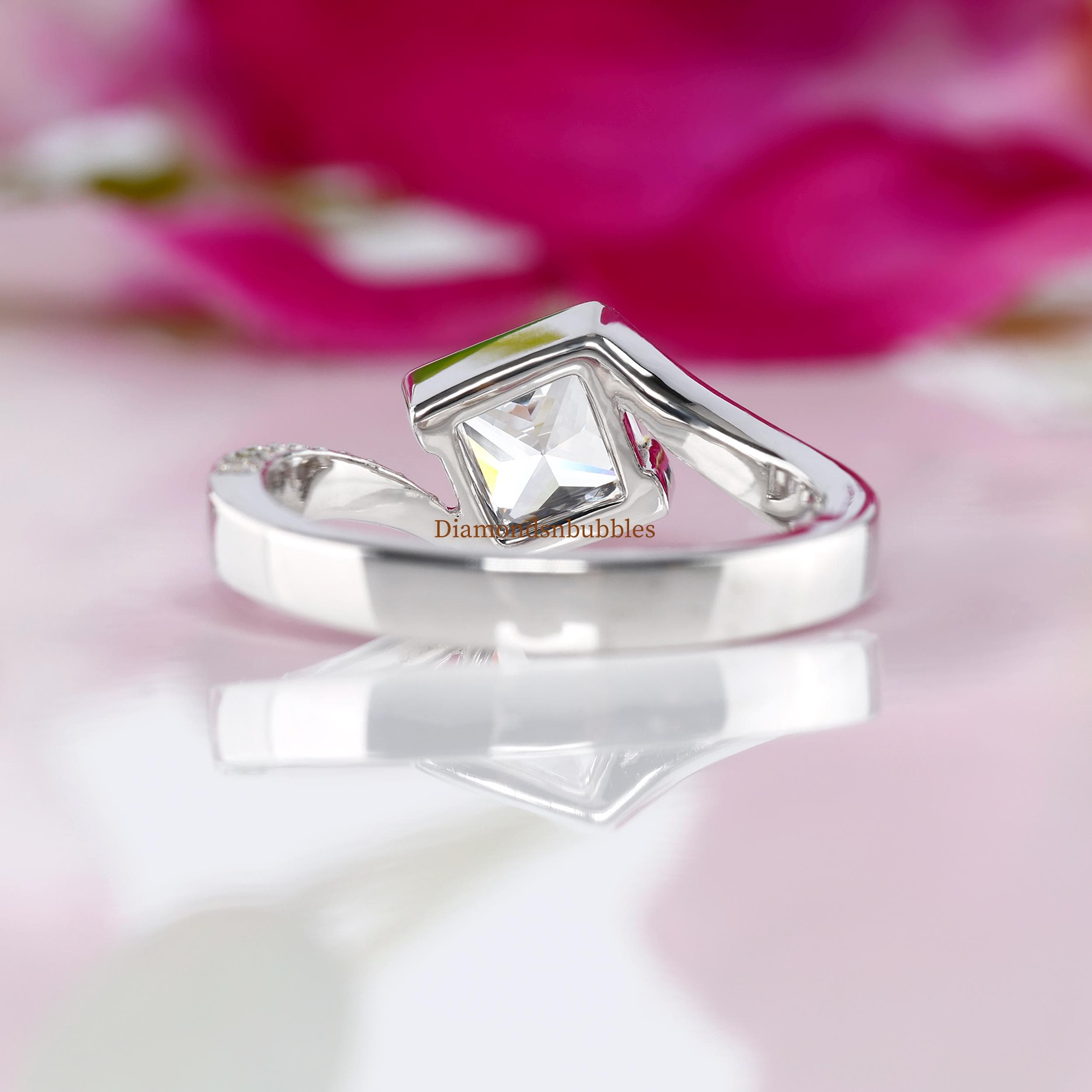 Princess Tension Set Ring, Princess Swirl Bypass Diamond Ring, 1.25 CT ...