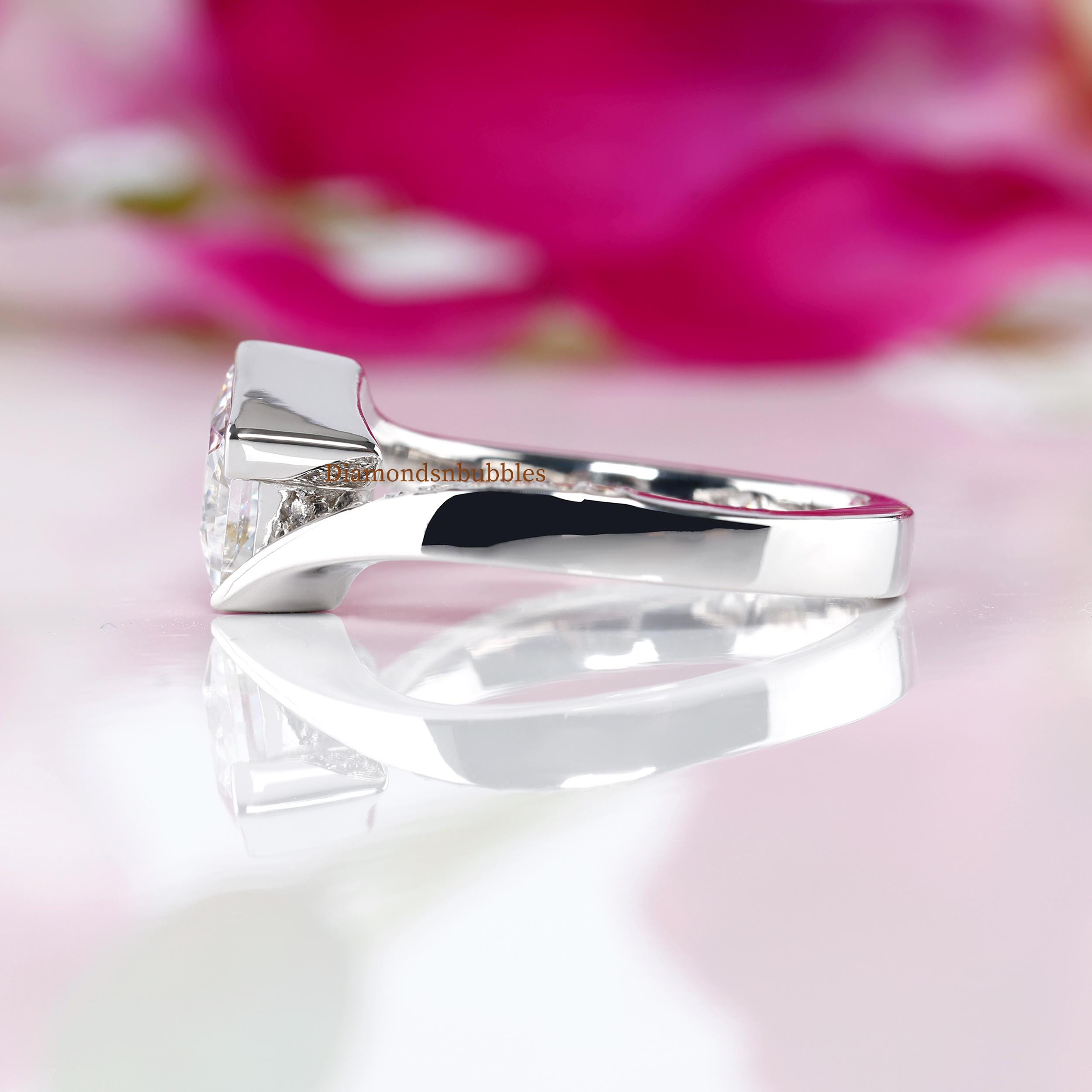 Princess Tension Set Ring, Princess Swirl Bypass Diamond Ring, 1.25 CT ...