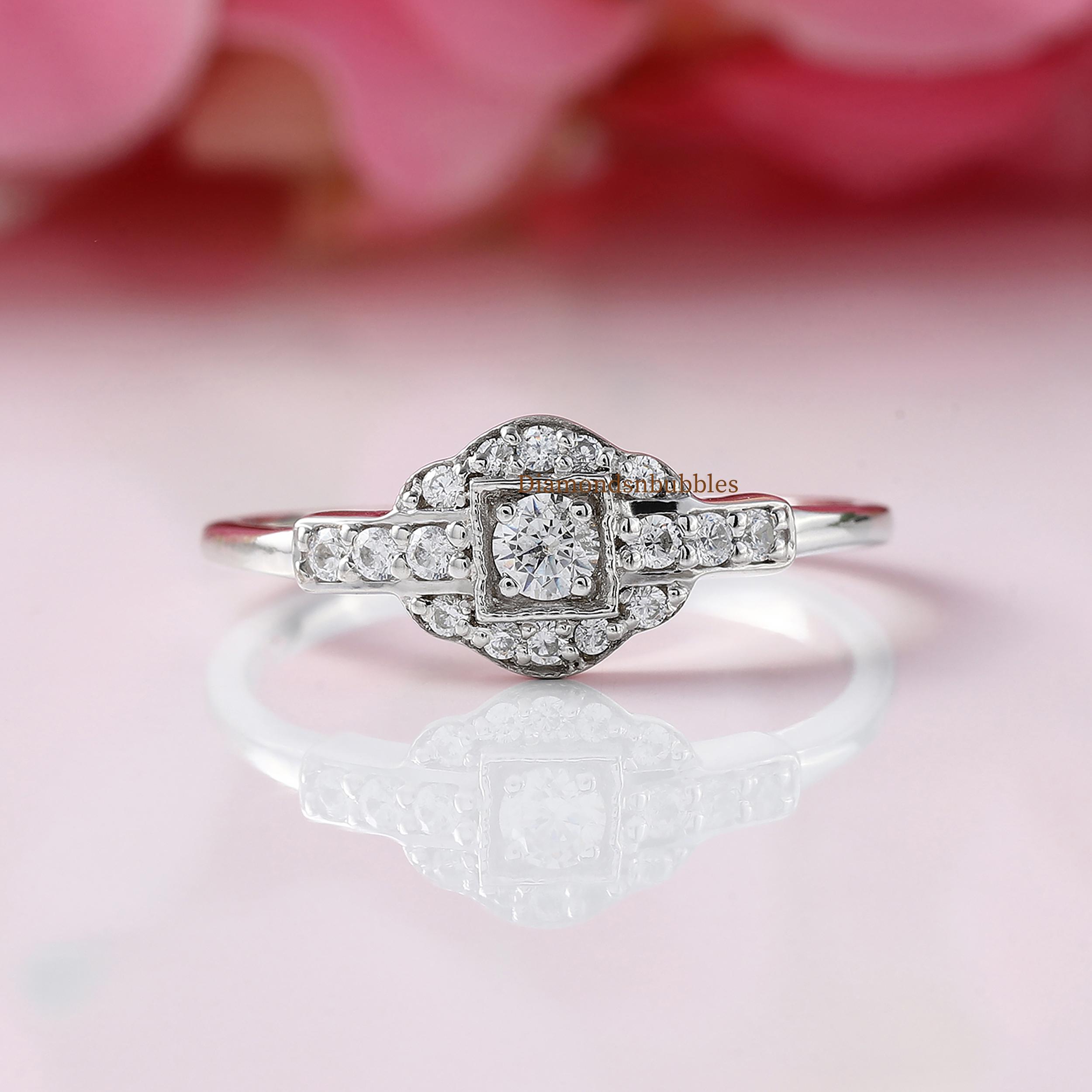 1920s Era Vintage Art Deco Ring, Bezel Set Ring Round Cut Moissanite ...