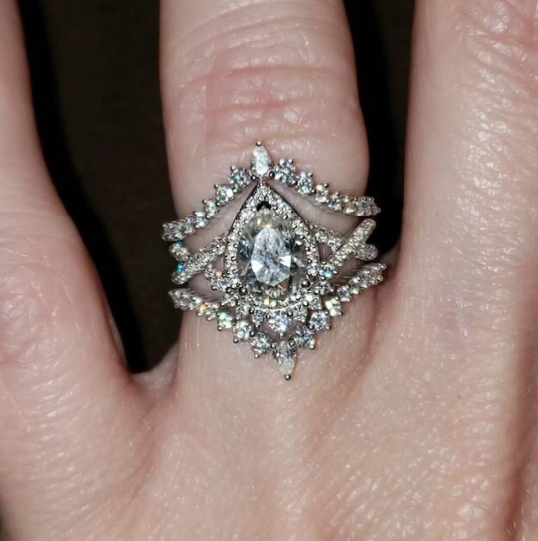 Pear Cut Bridal Ring Sets, Wedding Ring Set, Twisted Bridal Ring Sets ...