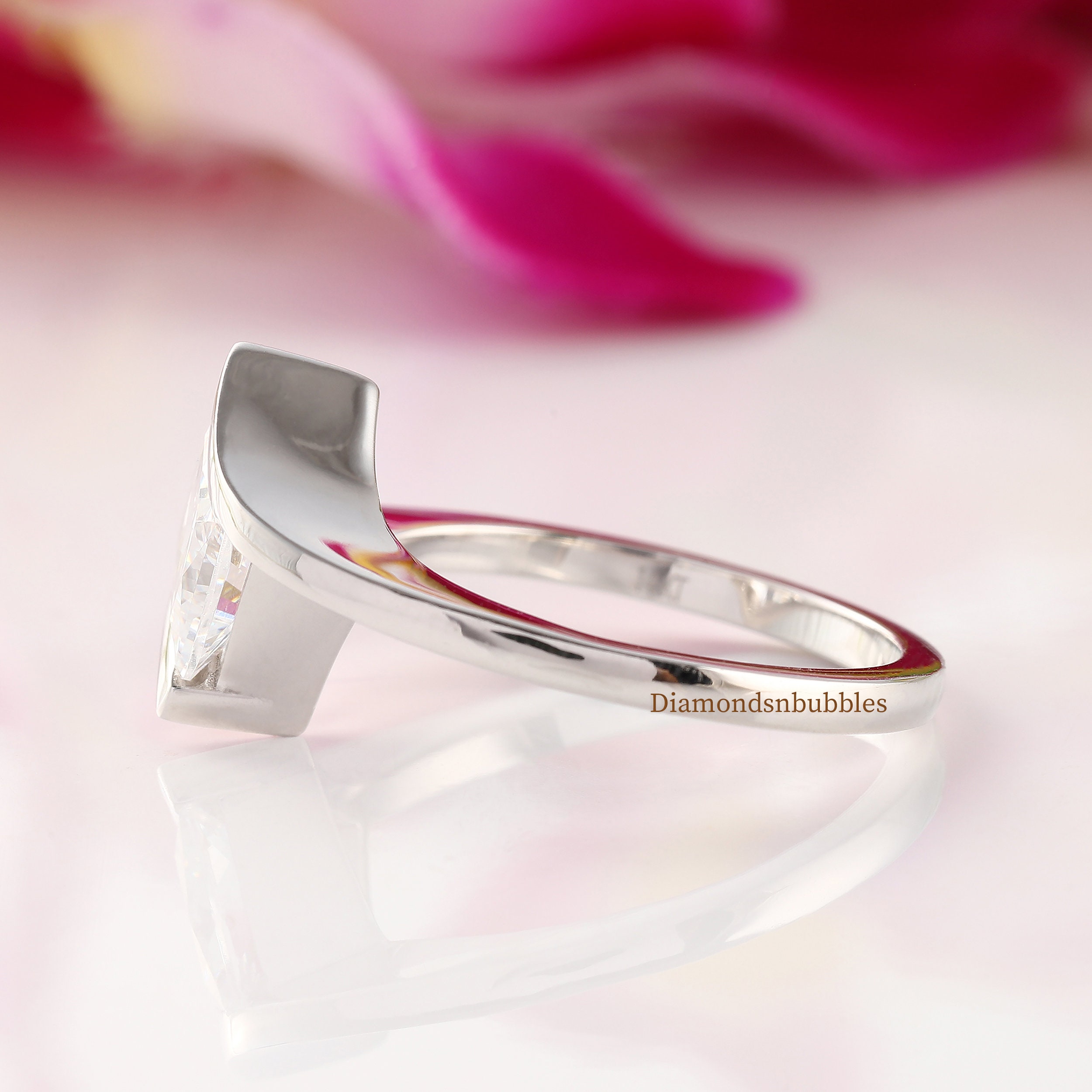 Tension Set Ring, Swirl Bypass Diamond Ring, 2.00 CT Princess Cut ...