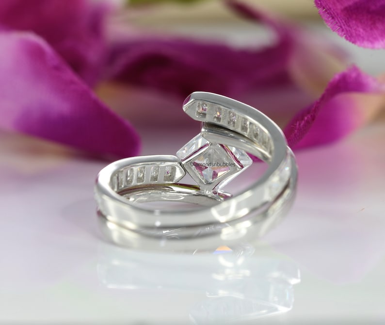 Bypass Wedding Bridal Ring Set Solitaire Bypass Engagement - Etsy