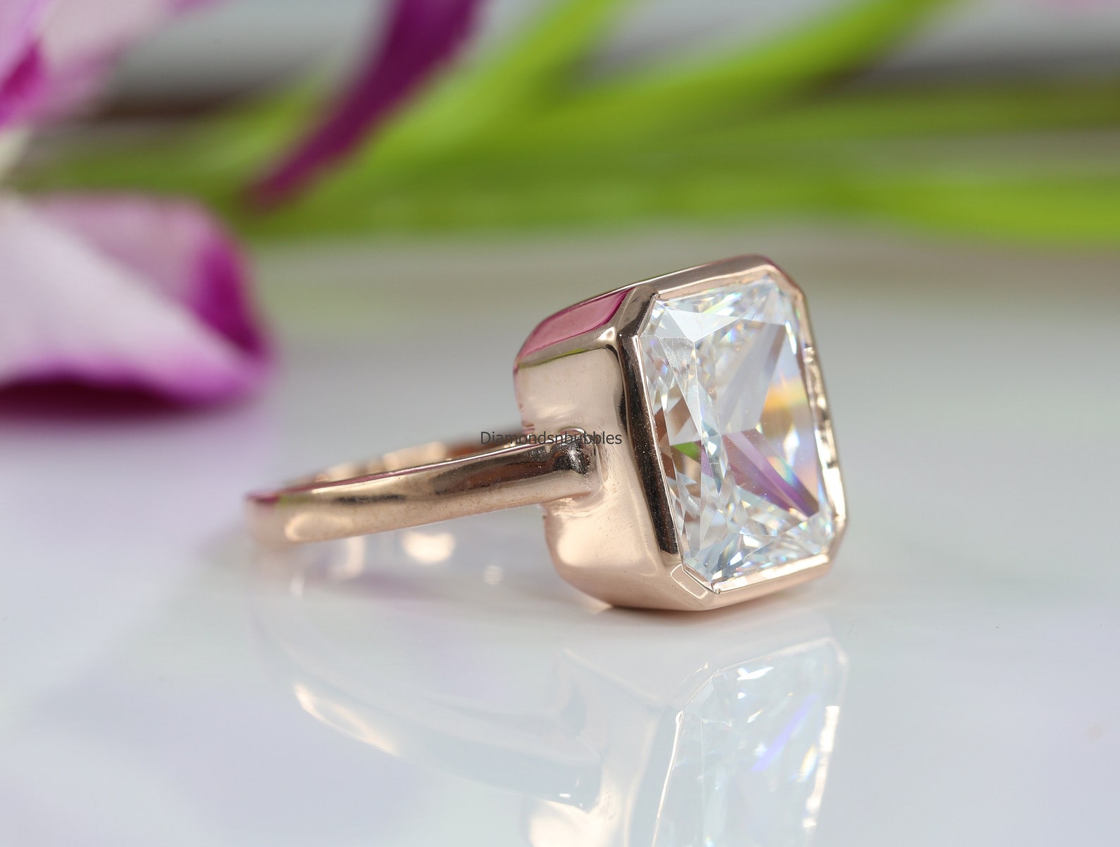 Radiant Solitaire Ring Bezel Set Ring 3.5 Carat Radiant Cut - Etsy