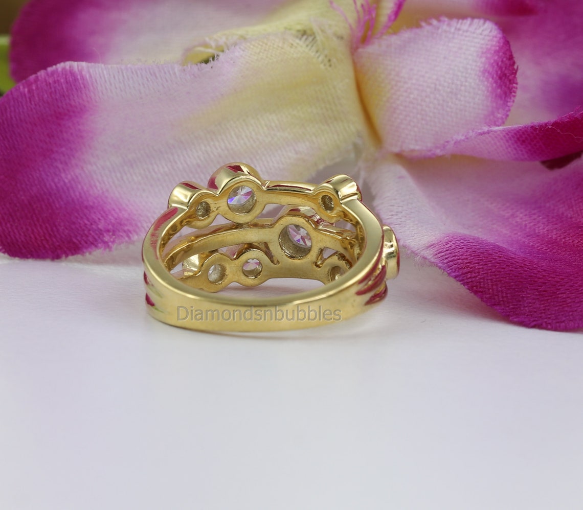 Cluster Round Diamond Ring Bubble Style Ring Bezel Set - Etsy