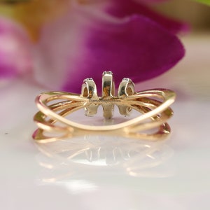 Vertical Three Row Criss Cross Ring, Round Diamond Engagement Ring ...