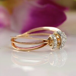 Vertical Three Row Criss Cross Ring, Round Diamond Engagement Ring ...