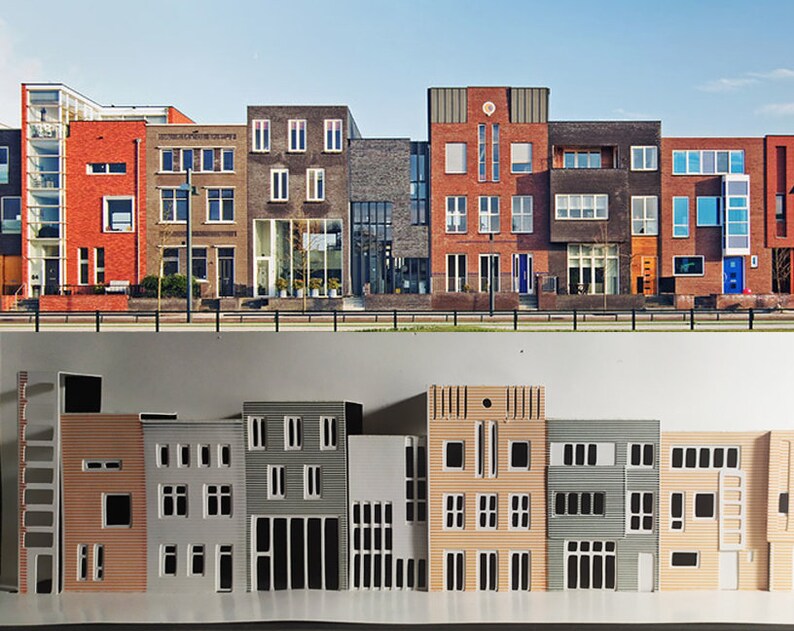 Modern Dutch Houses, Popup Paper Model of Neighbouring Modern Houses ...