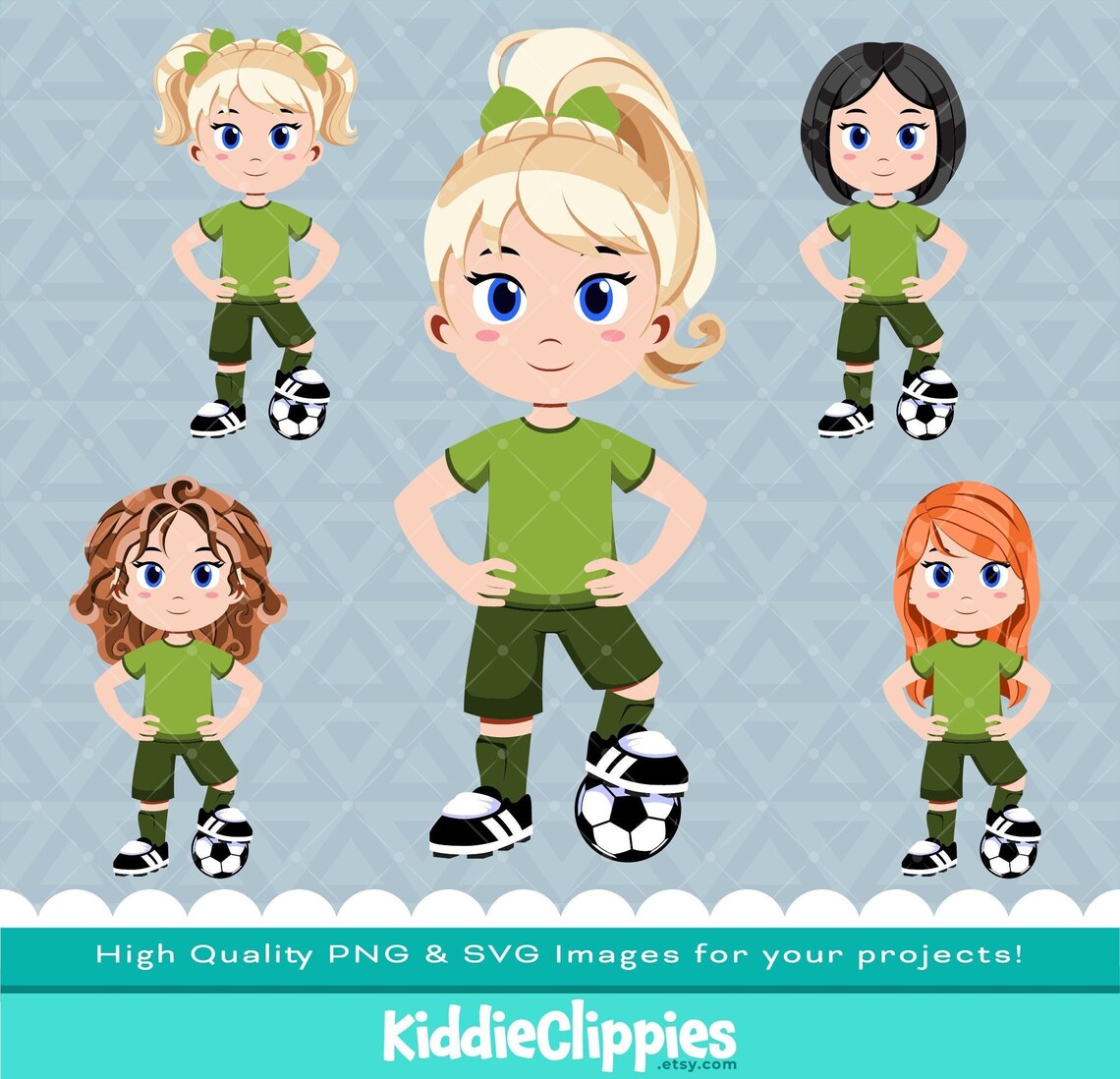 Girl Soccer Player 2 Clipart PNG & SVG | Scrapbook, Illustration, Girl ...