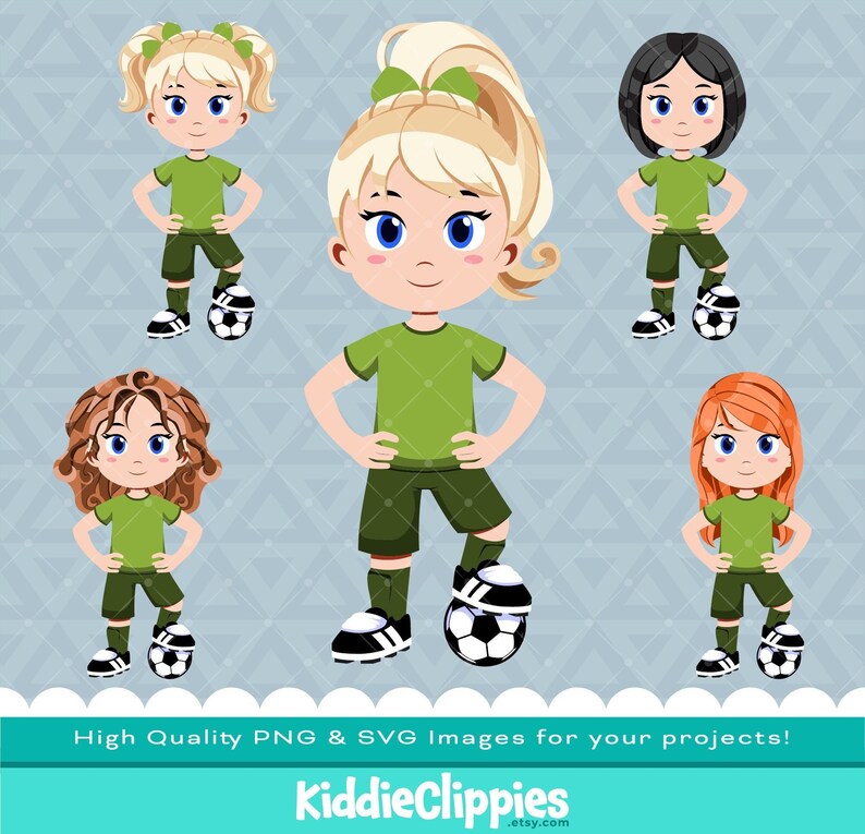 Girl Soccer Player 2 Clipart PNG & SVG | Scrapbook, Illustration, Girl ...