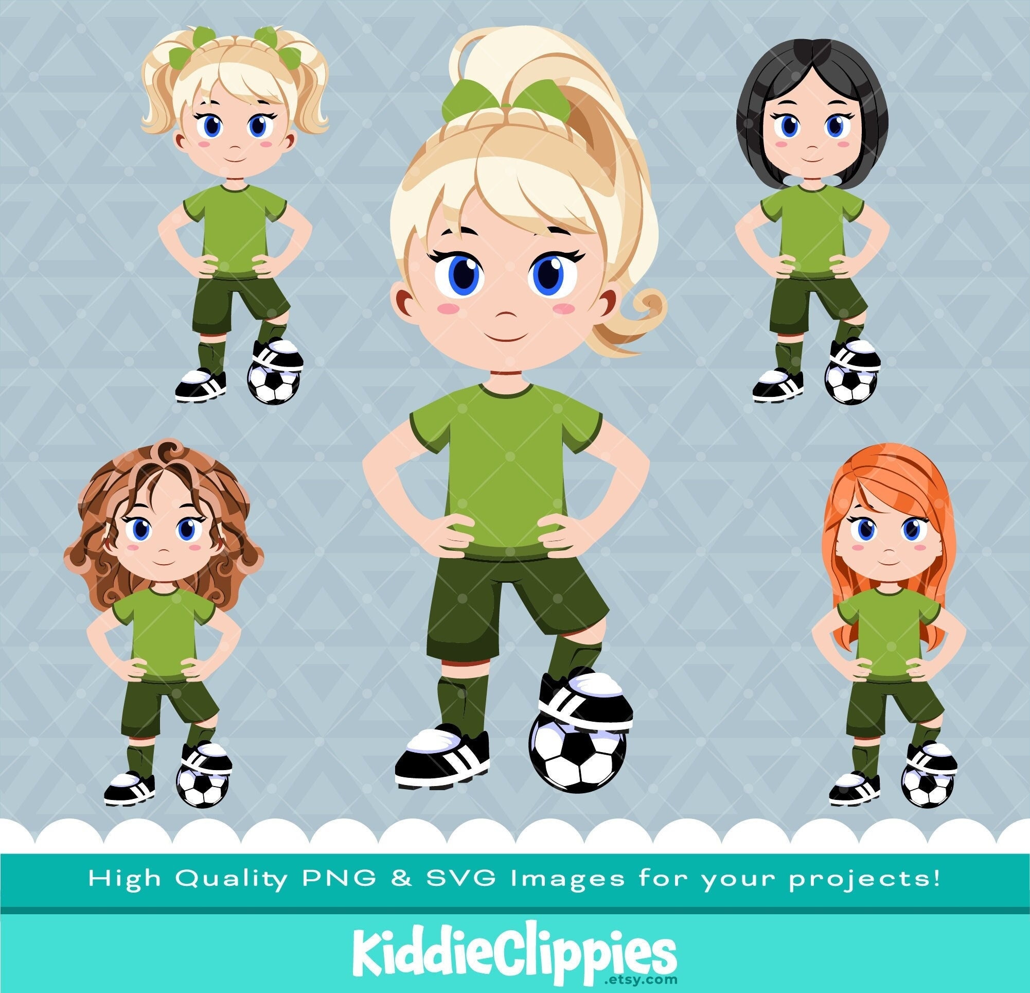 Girl Soccer Player 2 Clipart PNG & SVG Scrapbook, Illustration, Girl ...