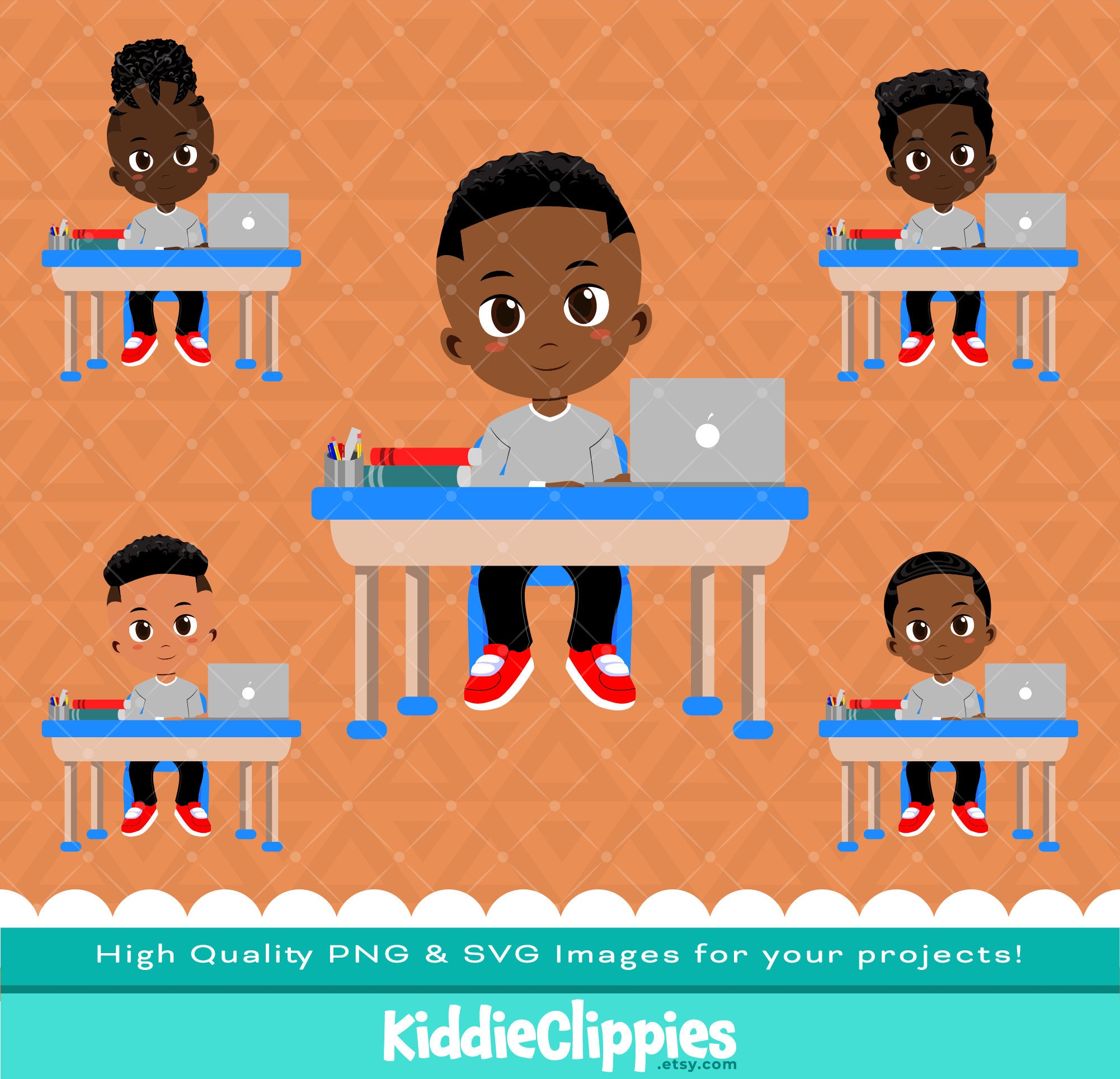 Study Boy Clipart Black