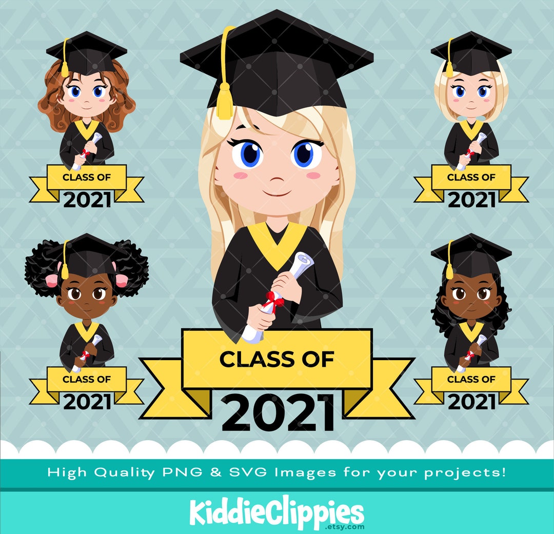 2021 Graduation Girl Clipart PNG & SVG | Scrapbook, Illustration, Girl ...