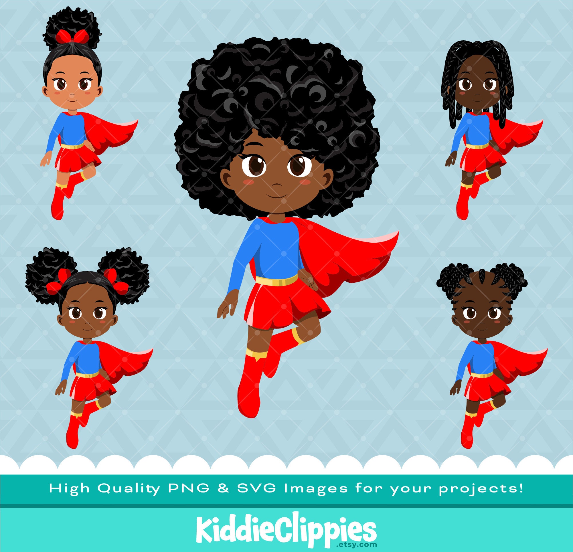 Black Superhero Girl Clipart PNG & SVG Scrapbook, Illustration, Girl ...