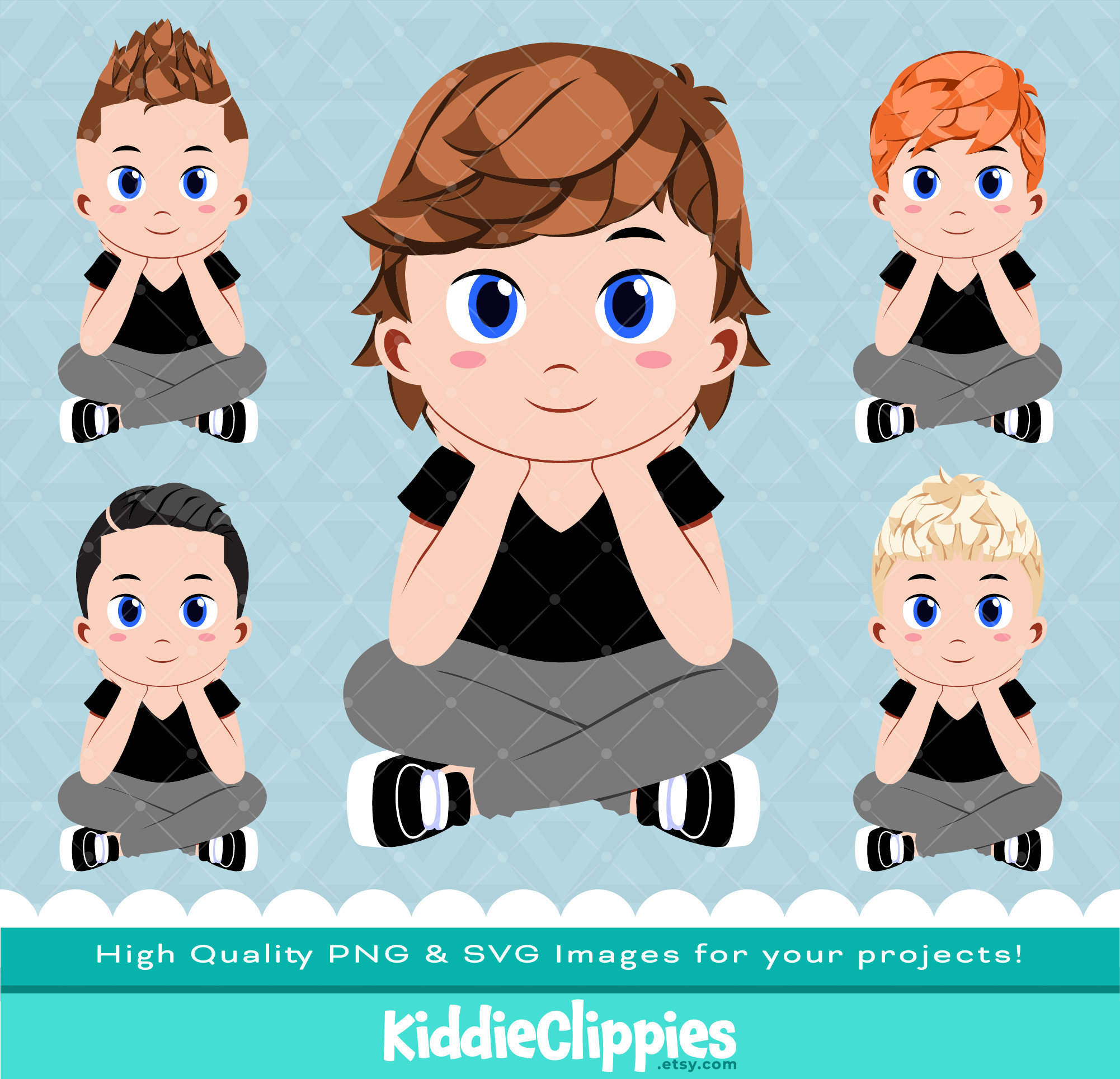 Boy Sitting Legs Crossed Clipart PNG & SVG Scrapbook - Etsy