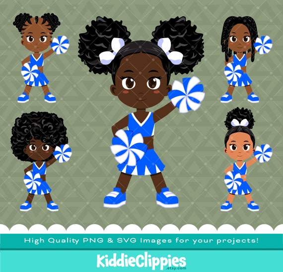Black Cheerleader Clipart PNG & SVG scrapbook illustration | Etsy