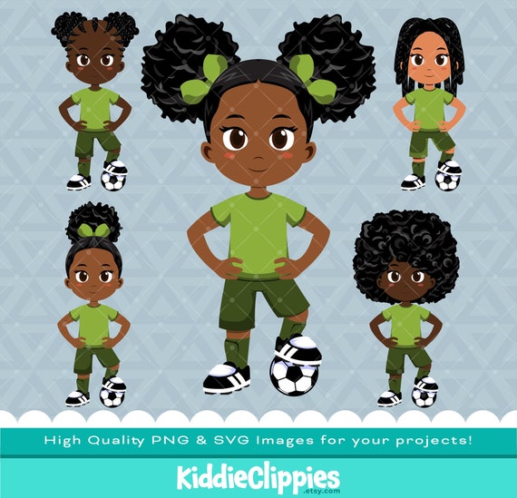 Black Girl Soccer Player 2 Clipart PNG & SVG Scrapbook - Etsy