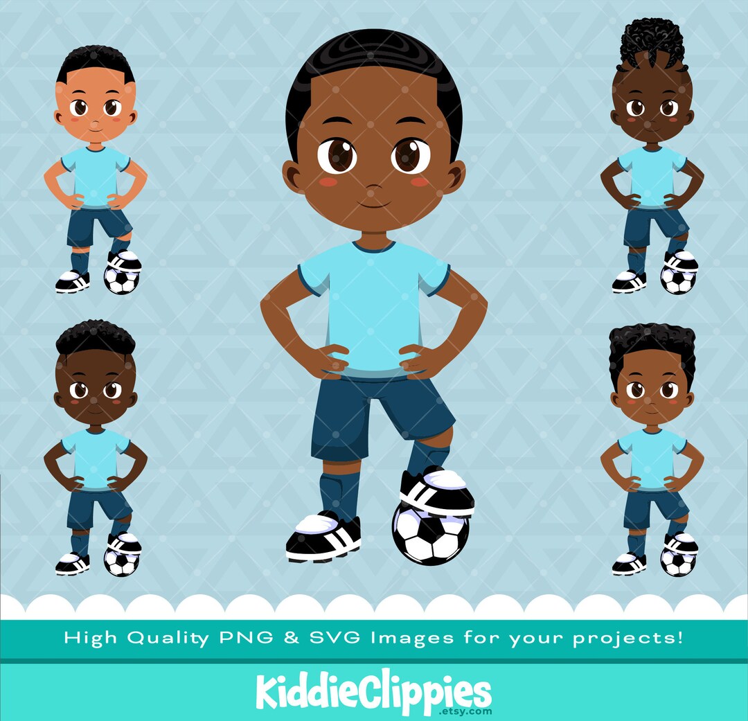 Black Soccer Player Kid Clipart PNG & SVG | Scrapbook, Illustration ...
