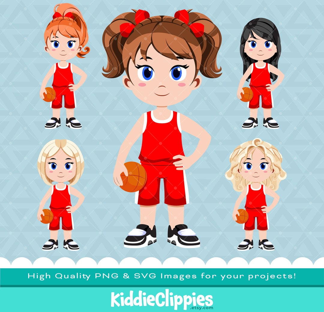 Basketball Kid Girl Clipart PNG & SVG Scrapbook, Illustration, Girl ...