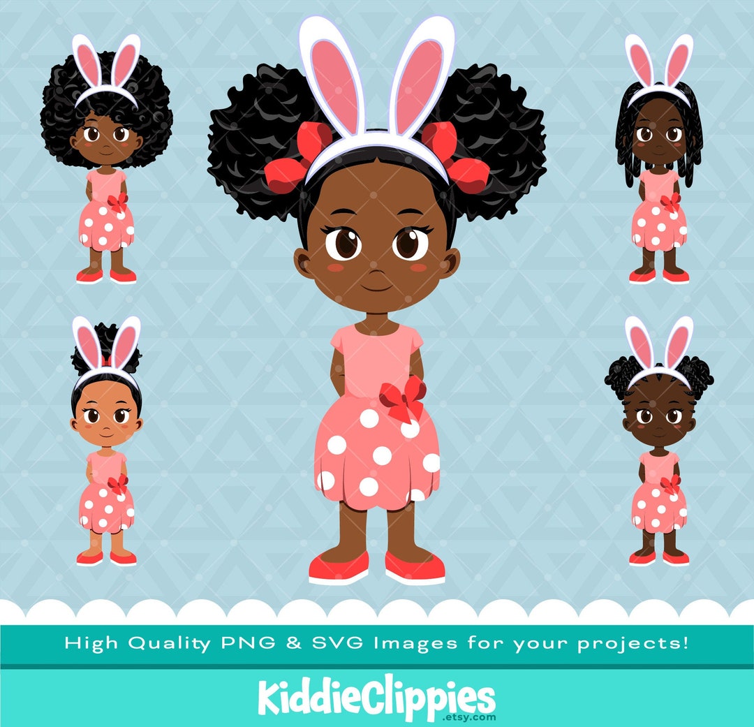 Black Easter Girl Clipart PNG & SVG | Scrapbook, Illustration, Girl ...