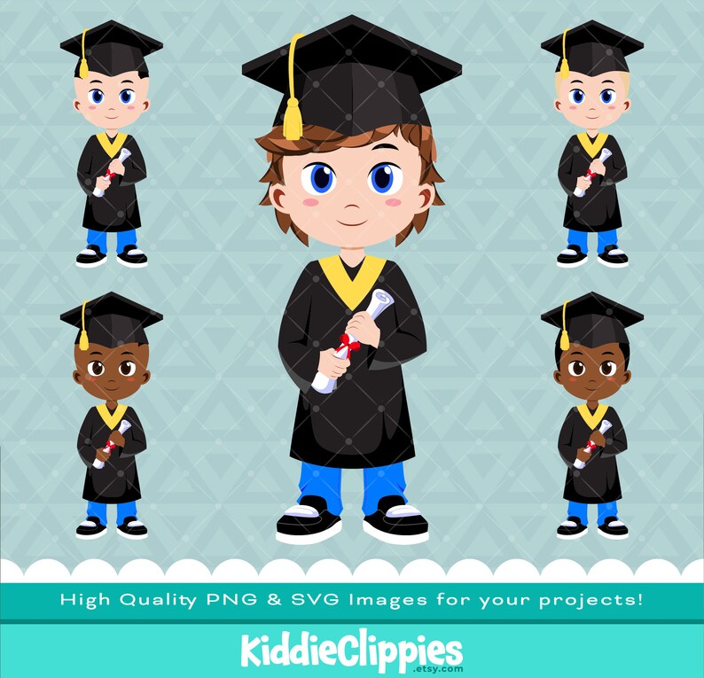 Graduation Boy Clipart PNG & SVG Scrapbook, Illustration, Boy ...