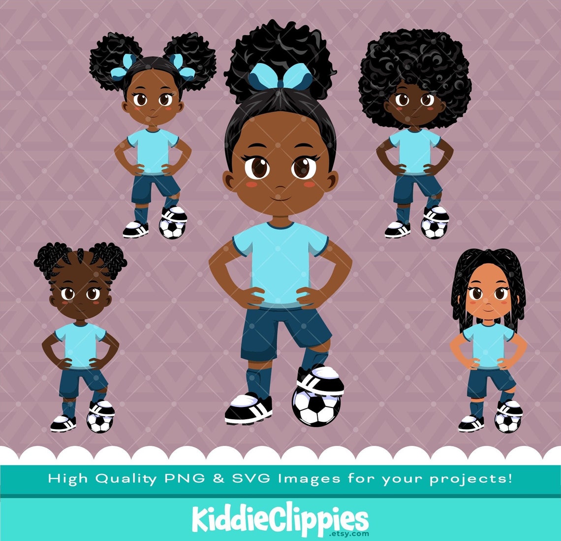 Black Girl Soccer Player Clipart PNG & SVG Scrapbook - Etsy