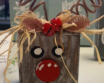 Wooden Block Reindeer Decor - Etsy
