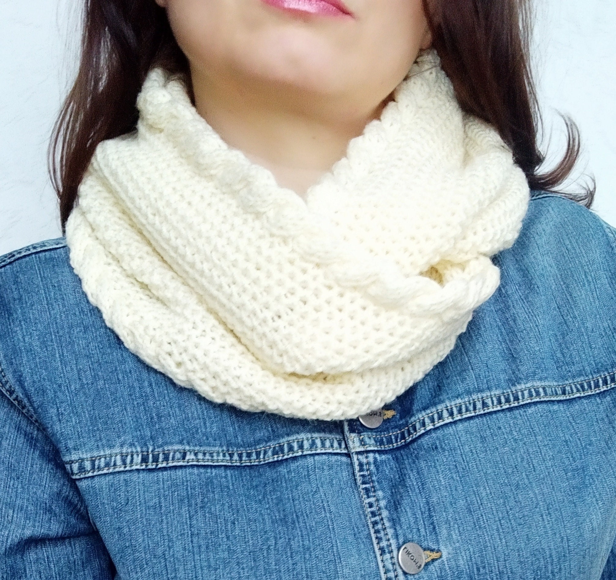 Snood Knitting Pattern Knit Snood For Women Easy Knit Scarf Etsy