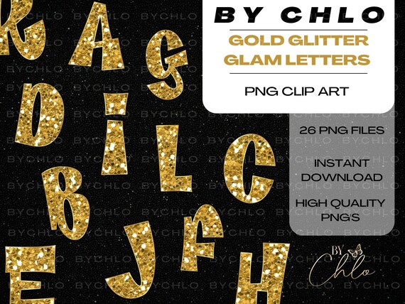 GOLD GLITTER Letters Png Alphabet Letter Diy Logo Clipart - Etsy