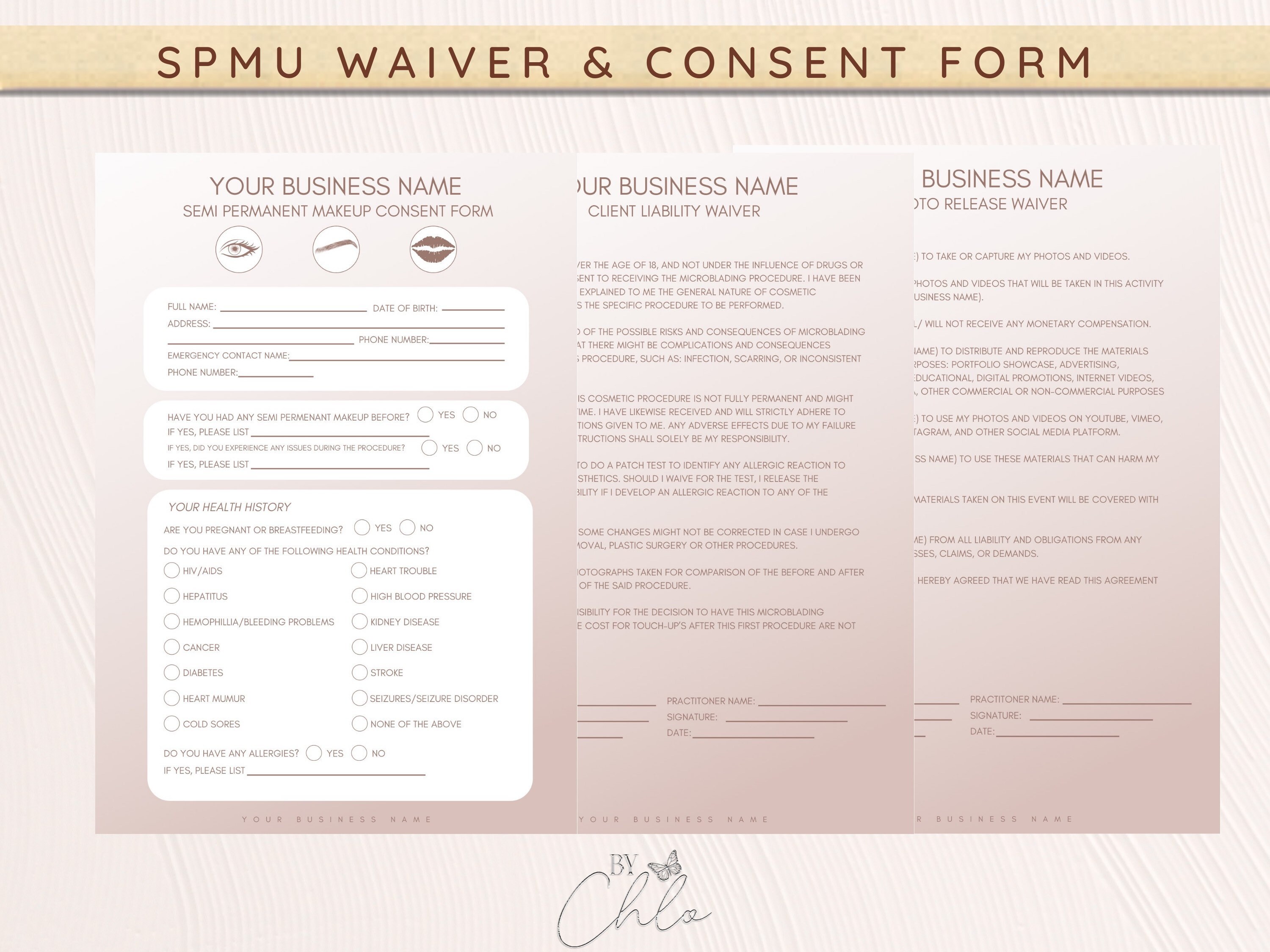 SMPU Waiver Form Photo Release Client Liability EDITABLE - Etsy