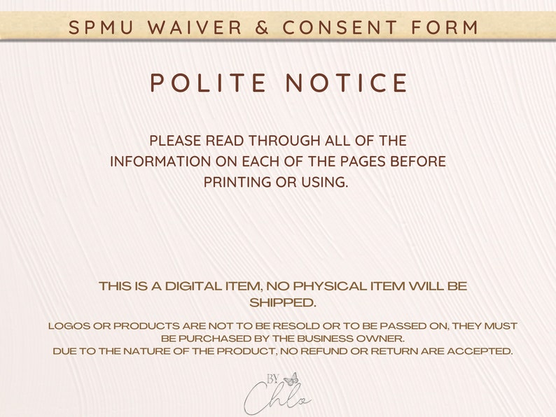 SMPU Waiver Form Photo Release Client Liability EDITABLE - Etsy