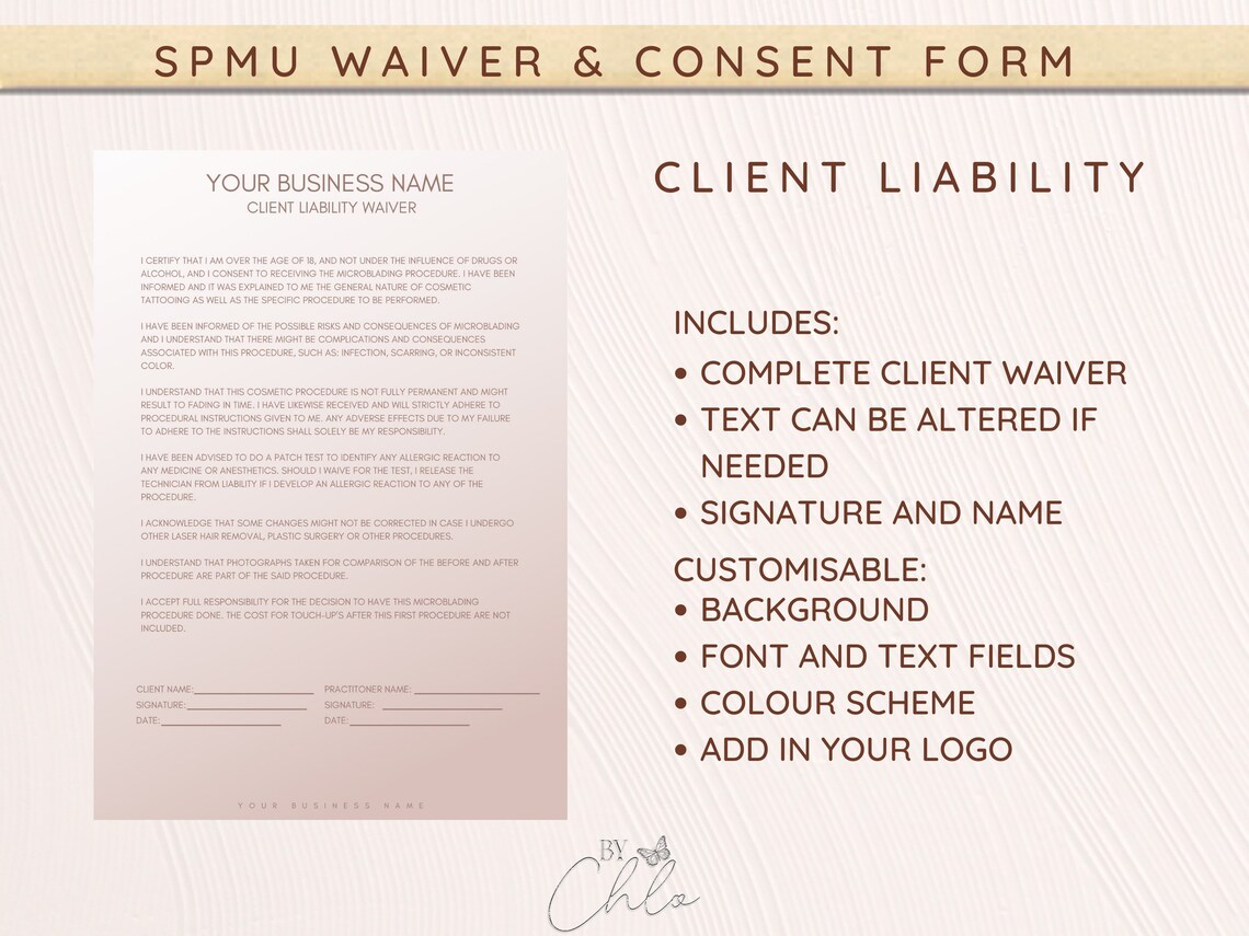 SMPU Waiver Form Photo Release Client Liability EDITABLE - Etsy