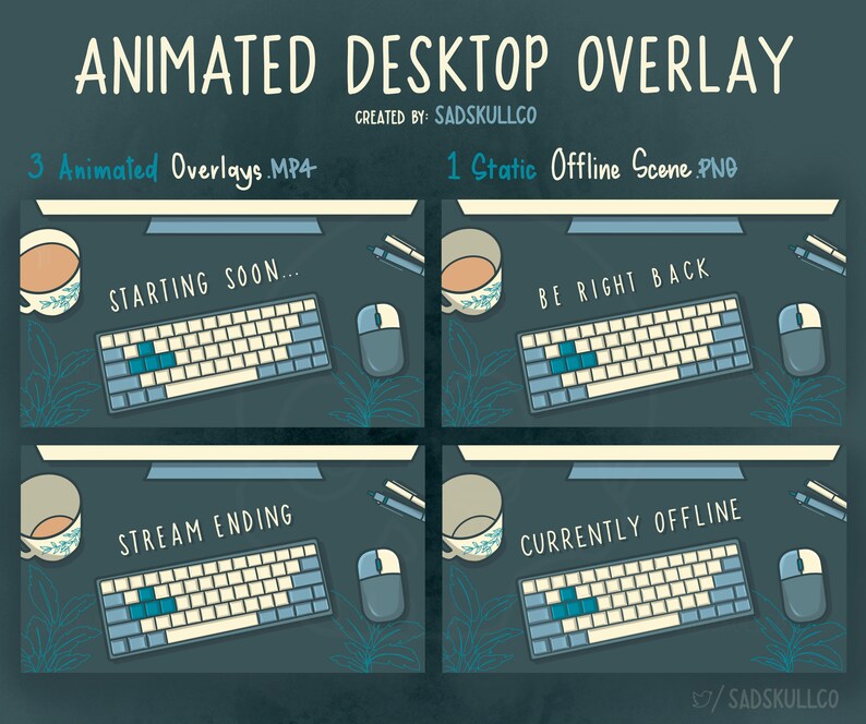 Cozy Animated Desktop Stream Overlay Set Blue / Lo-fi Plant Aesthetic Gamer Desktop - Etsy