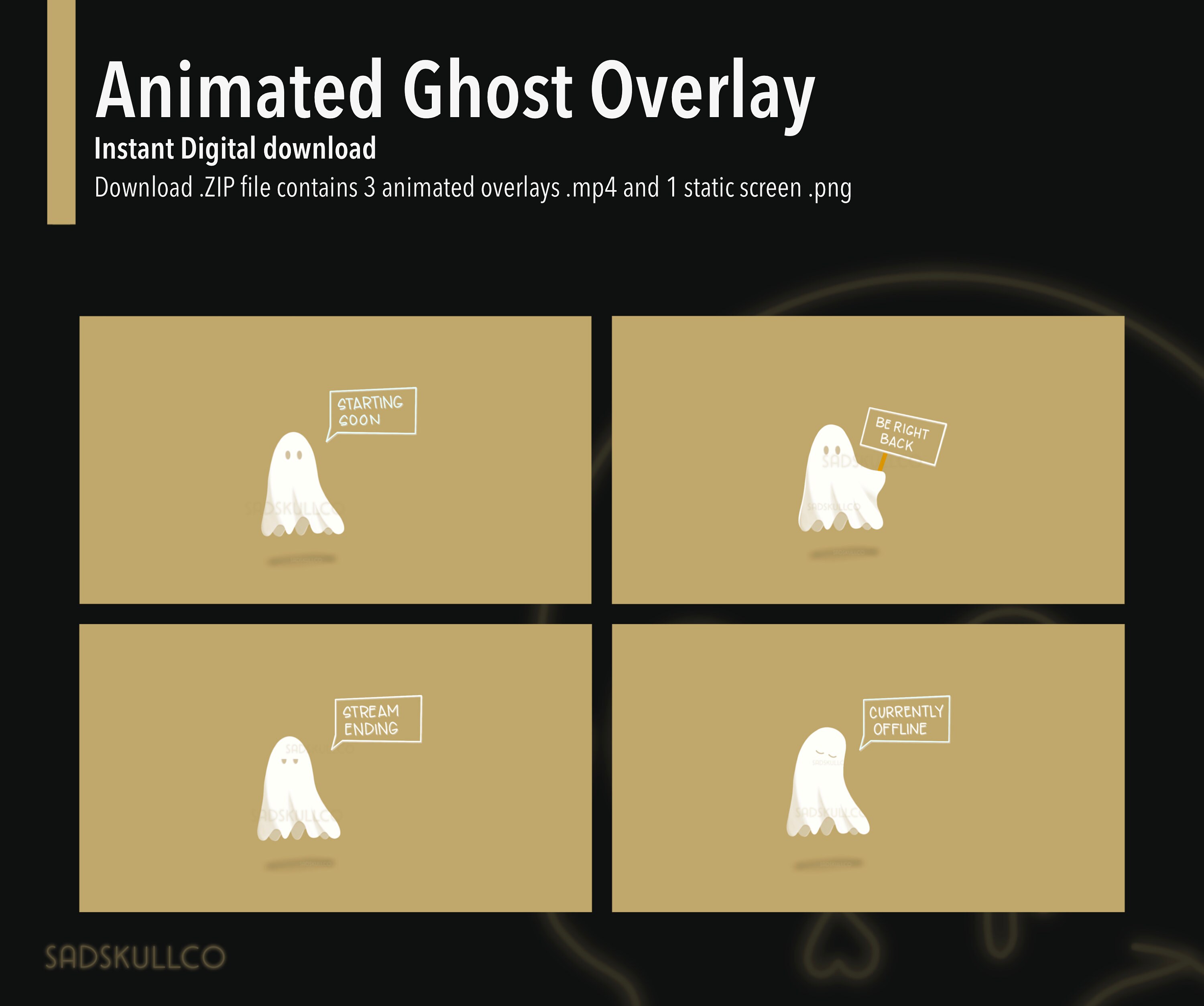 Animated Ghost Halloween Stream Overlay Set | Twitch Streaming Overlay ...