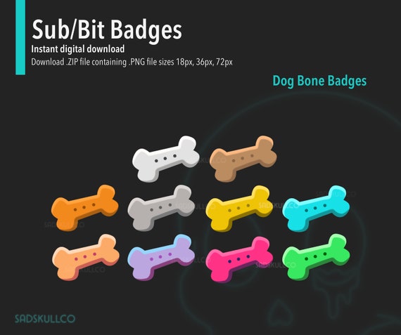10 Dog Bone Sub/bit Badges Twitch / Discord / Stream Badges - Etsy
