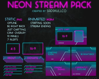 Overlays Stream Animated Neon Purple Pack Stream Pack WEBM - Etsy