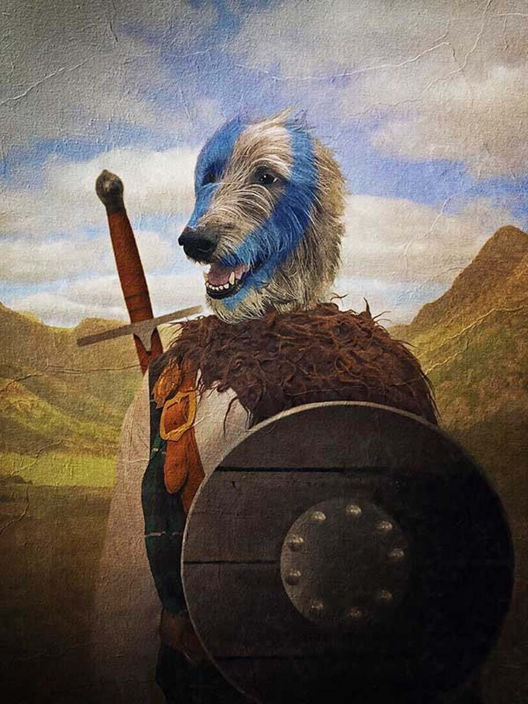 Braveheart Pet Dog Portrait Custom Canvas Personalised Art Print Turn ...